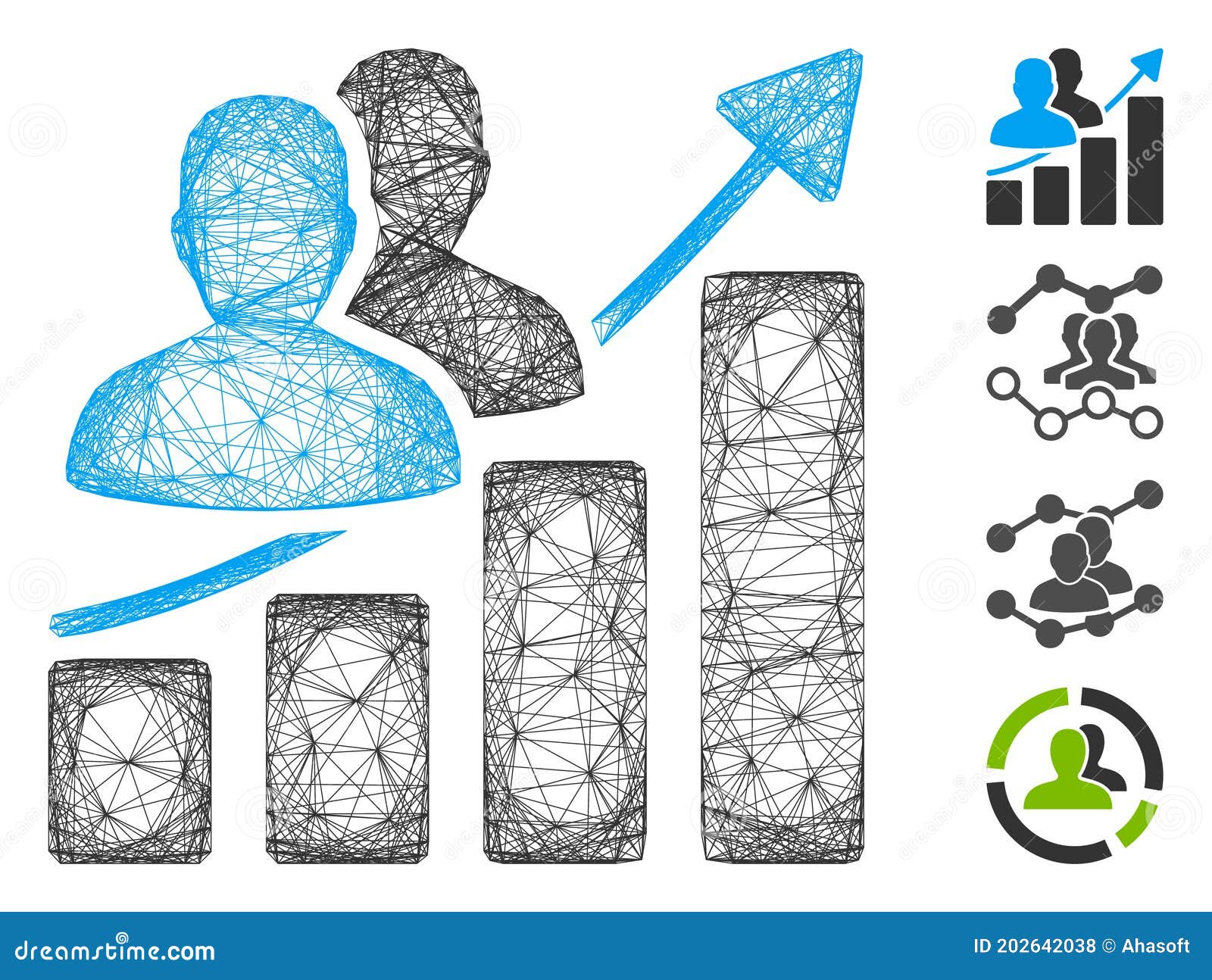 Hatched Audience Growth Bar Chart Vector Mesh Stock Vector ...