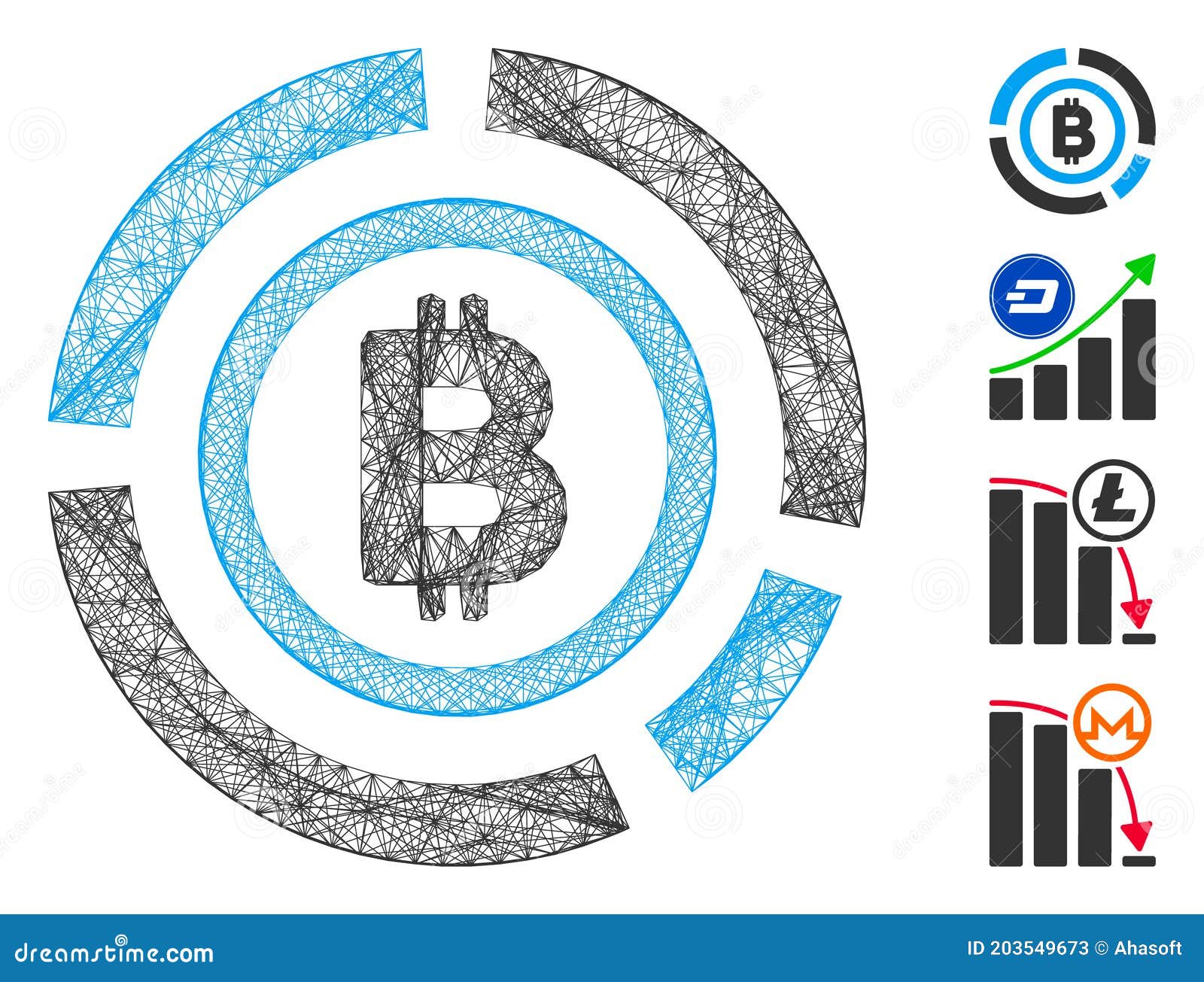 Hatched Bitcoin Circle Diagram Vector Mesh Stock Illustration ...