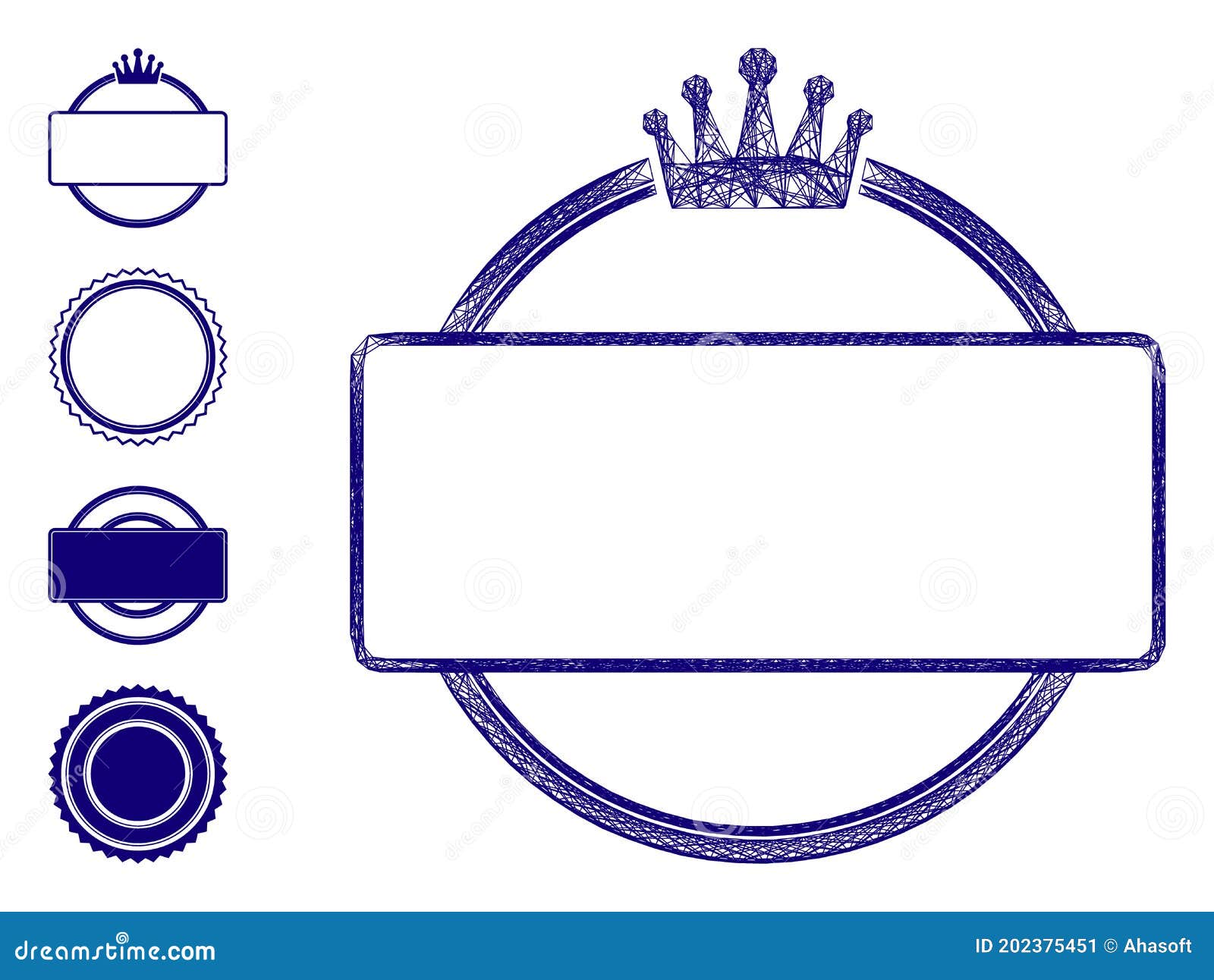 Hatched Crown Round and Rectangle Frame Vector Mesh Stock Illustration ...