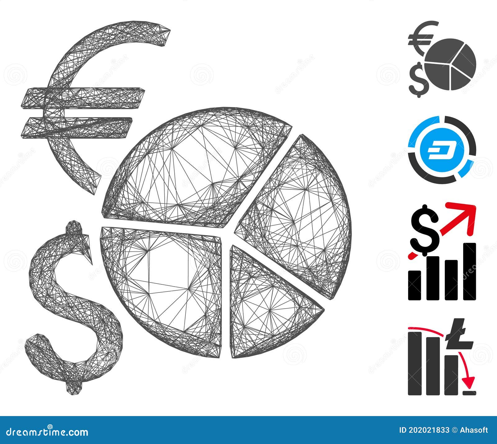 Hatched Currency Pie Chart Vector Mesh Stock Illustration ...