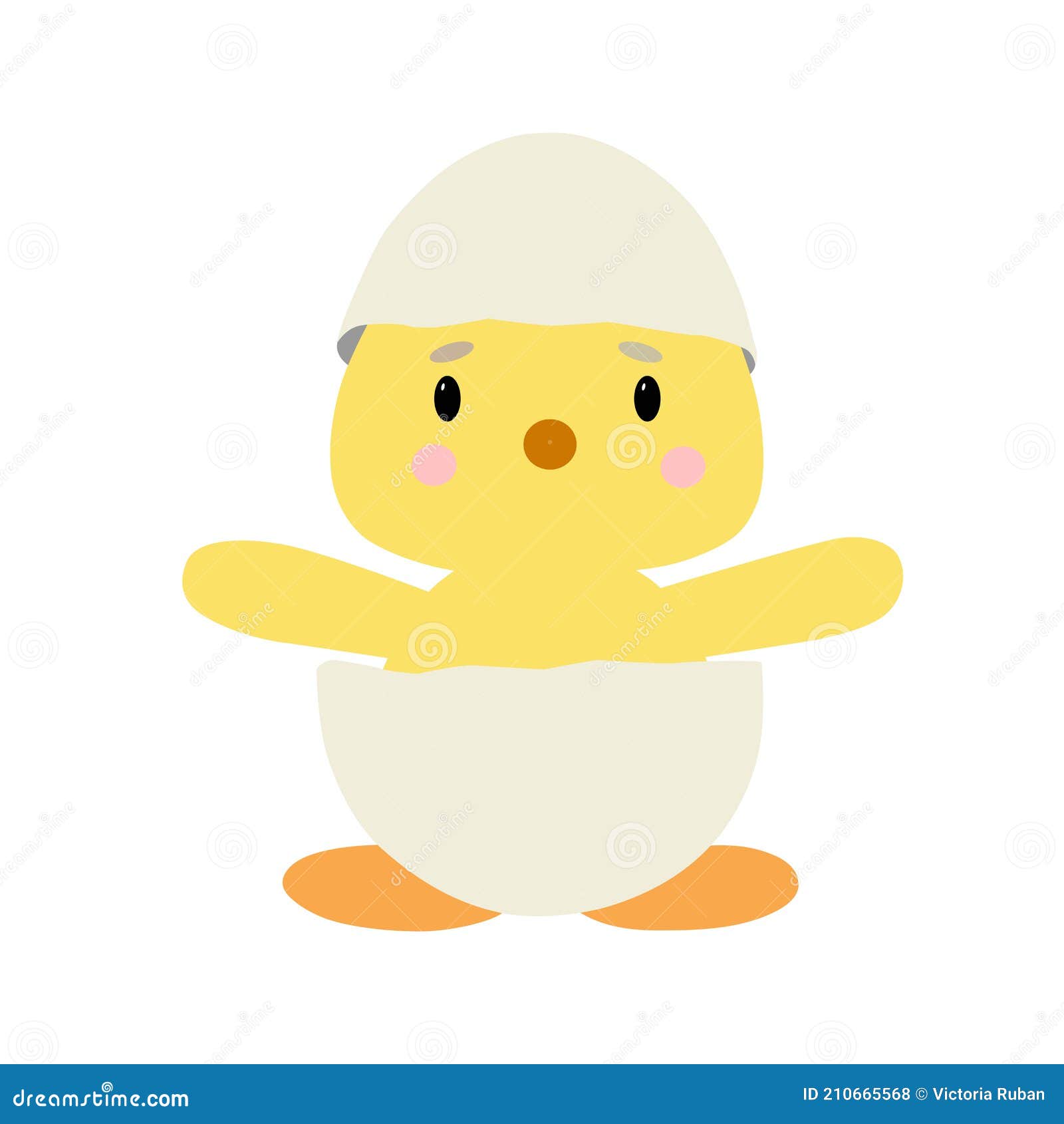 A Hatched Cute Chick in Shell Stock Illustration - Illustration of ...