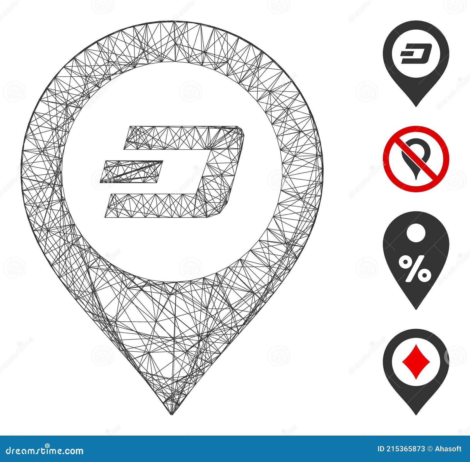 Hatched Dash Map Pointer Vector Mesh Stock Vector - Illustration of ...