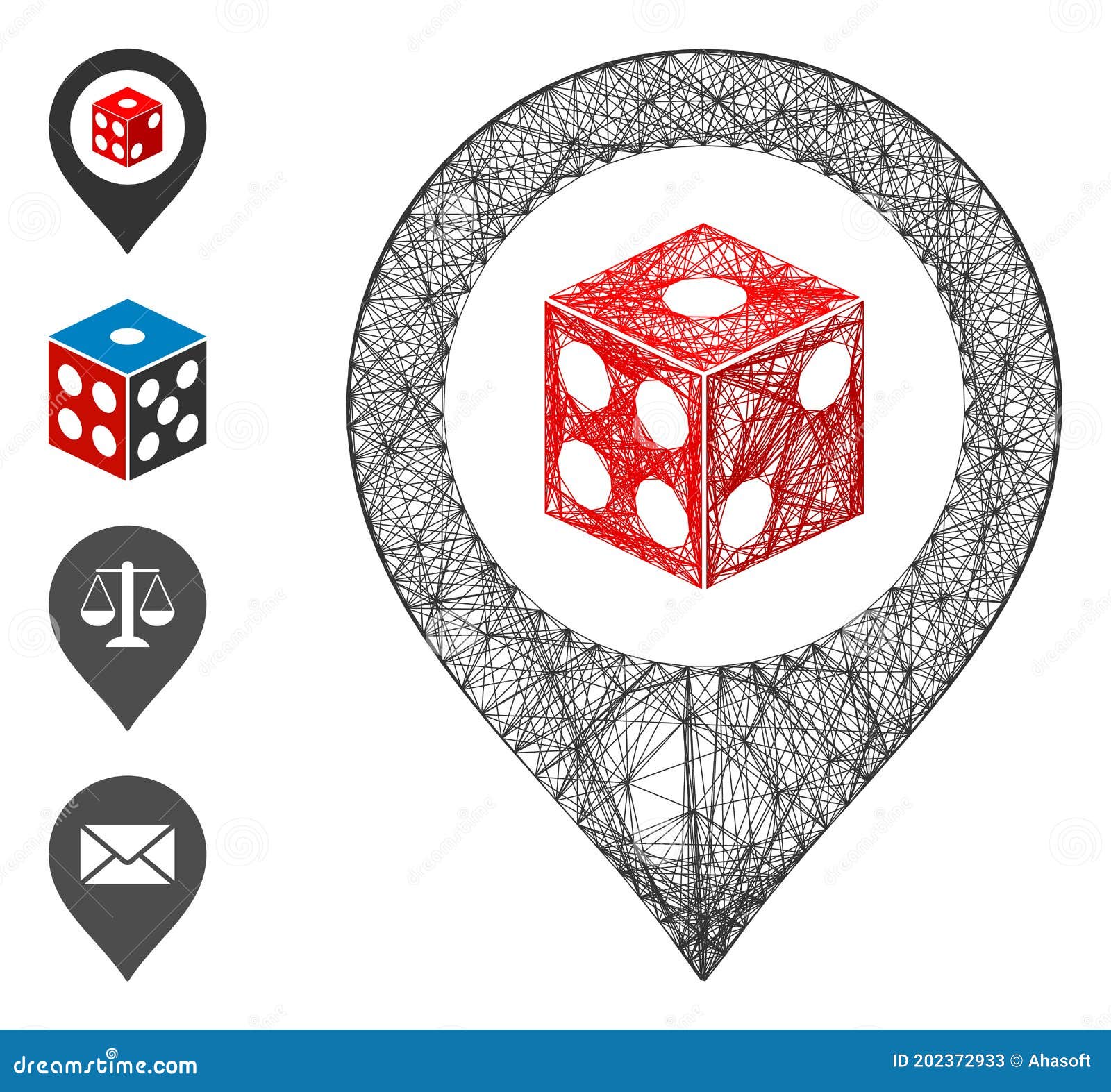 Hatched Dice Map Pointer Vector Mesh Stock Illustration - Illustration ...