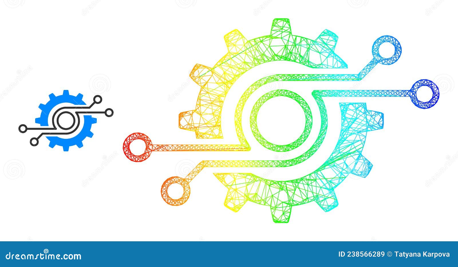 Hatched Gear Chip Web Mesh Icon with Spectrum Gradient Stock Vector ...