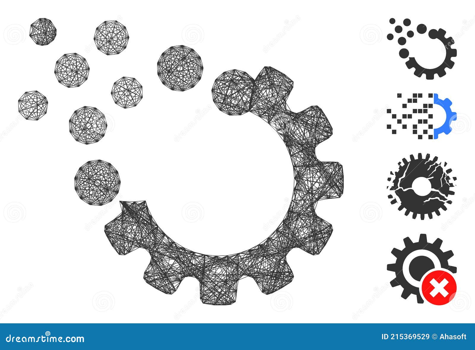 Hatched Gear Disruption Vector Mesh Stock Vector - Illustration of ...