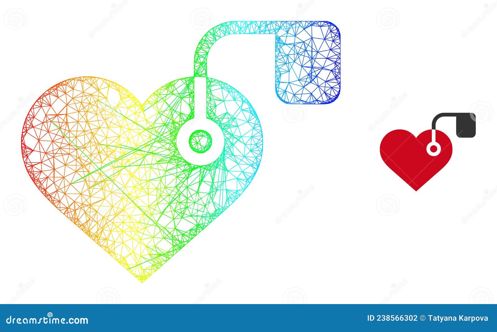 Hatched Heart Pacemaker Mesh Icon with Rainbow Gradient Stock Vector ...