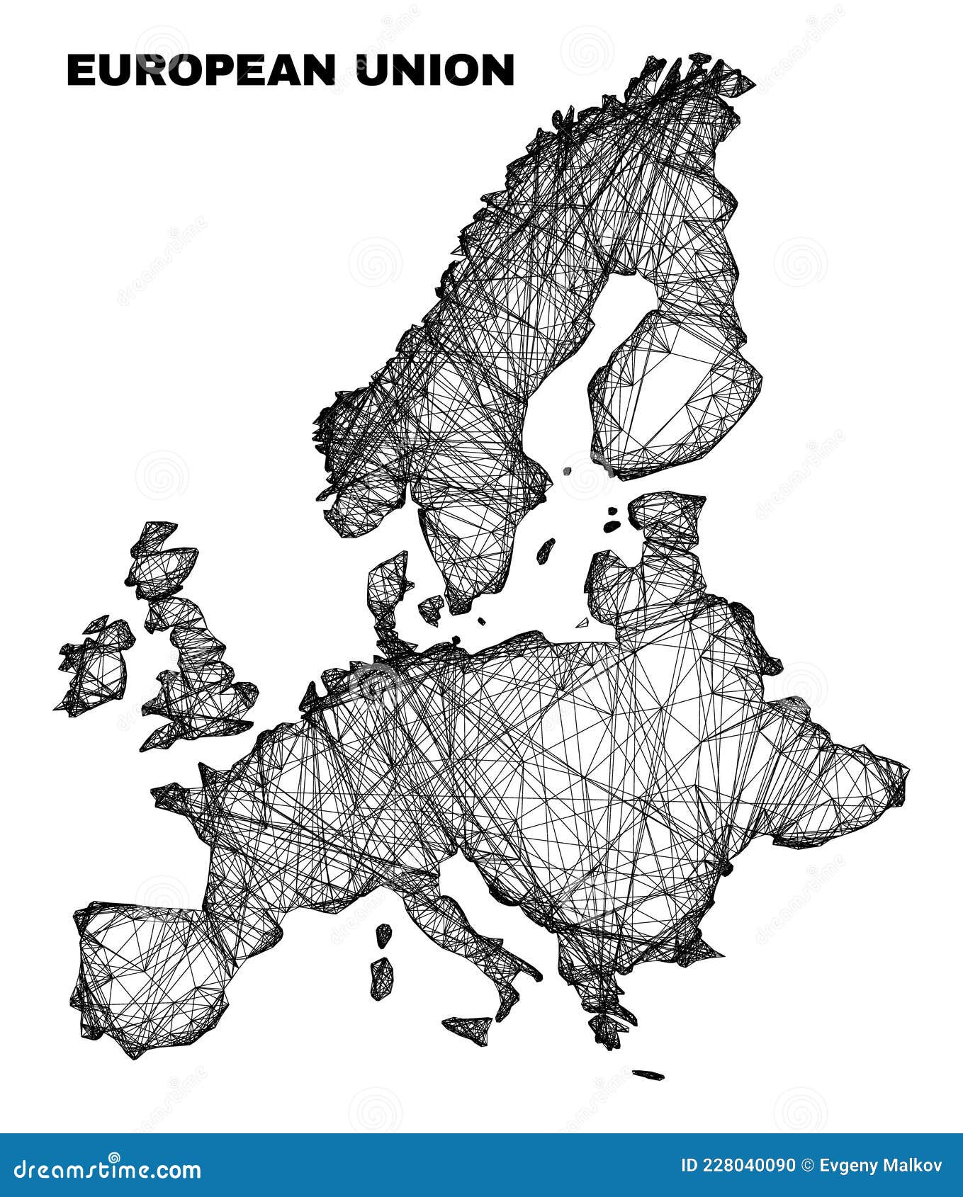 Hatched Irregular Mesh European Union Map Stock Vector - Illustration ...
