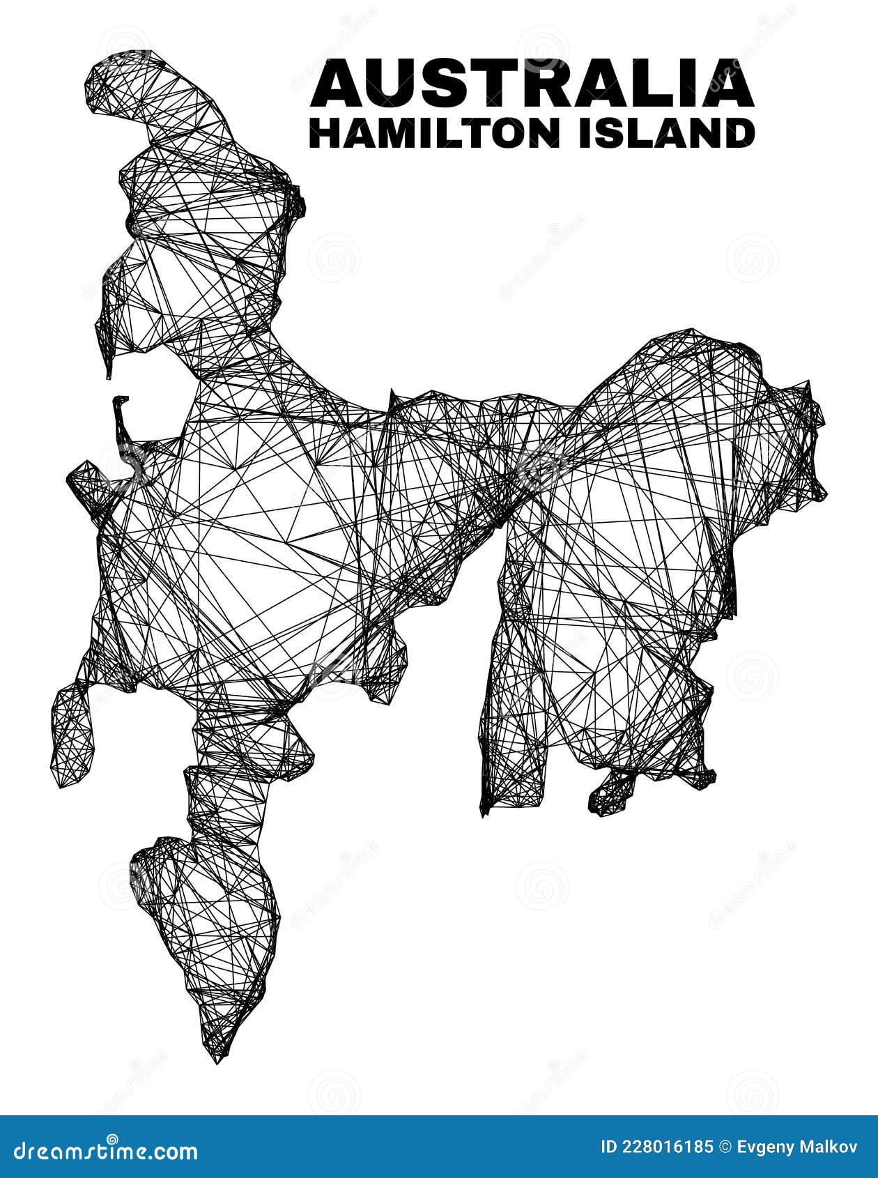 Hatched Irregular Mesh Hamilton Island Map Stock Vector - Illustration ...