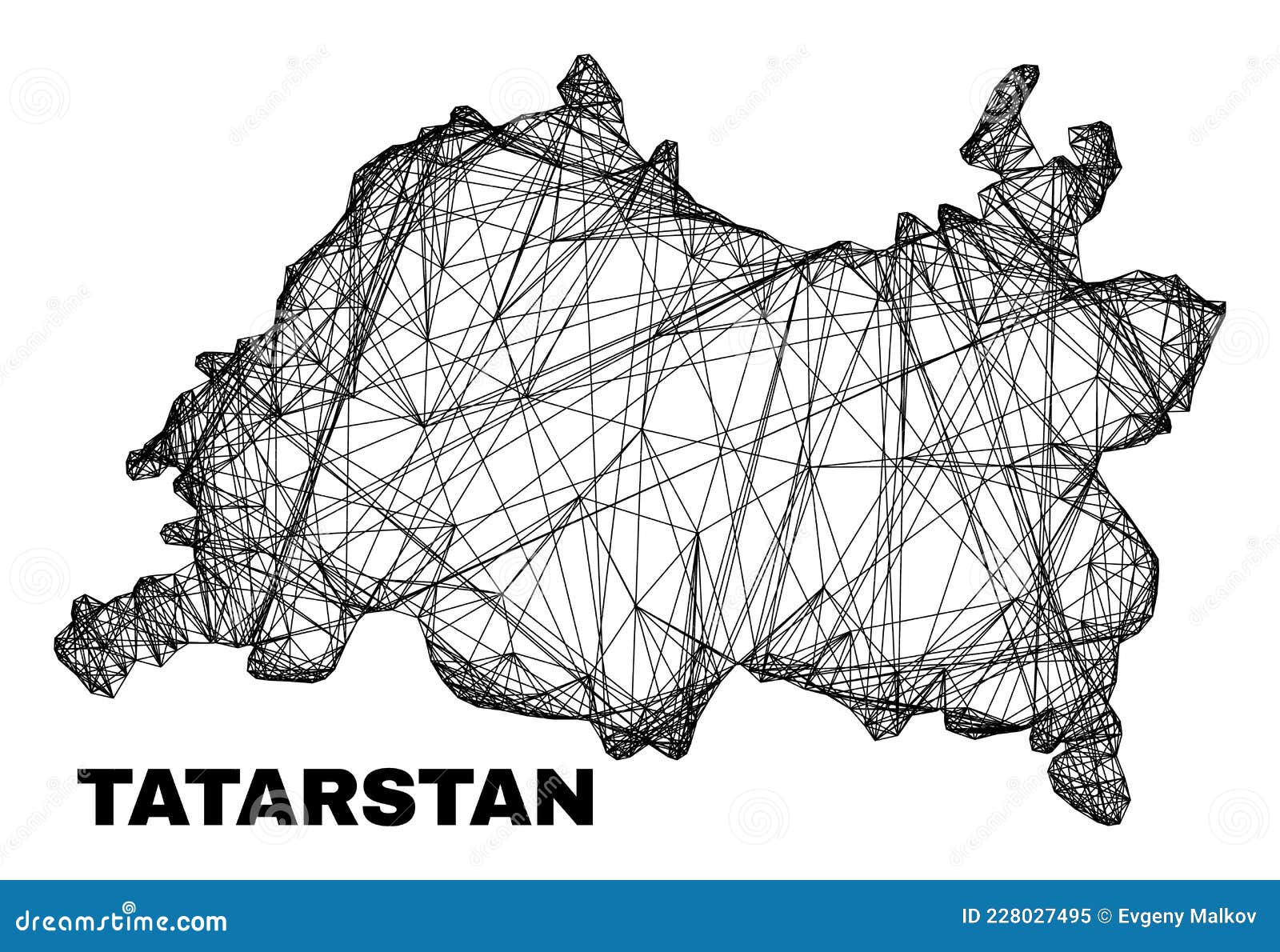 Hatched Irregular Mesh Tatarstan Map Stock Vector - Illustration of ...