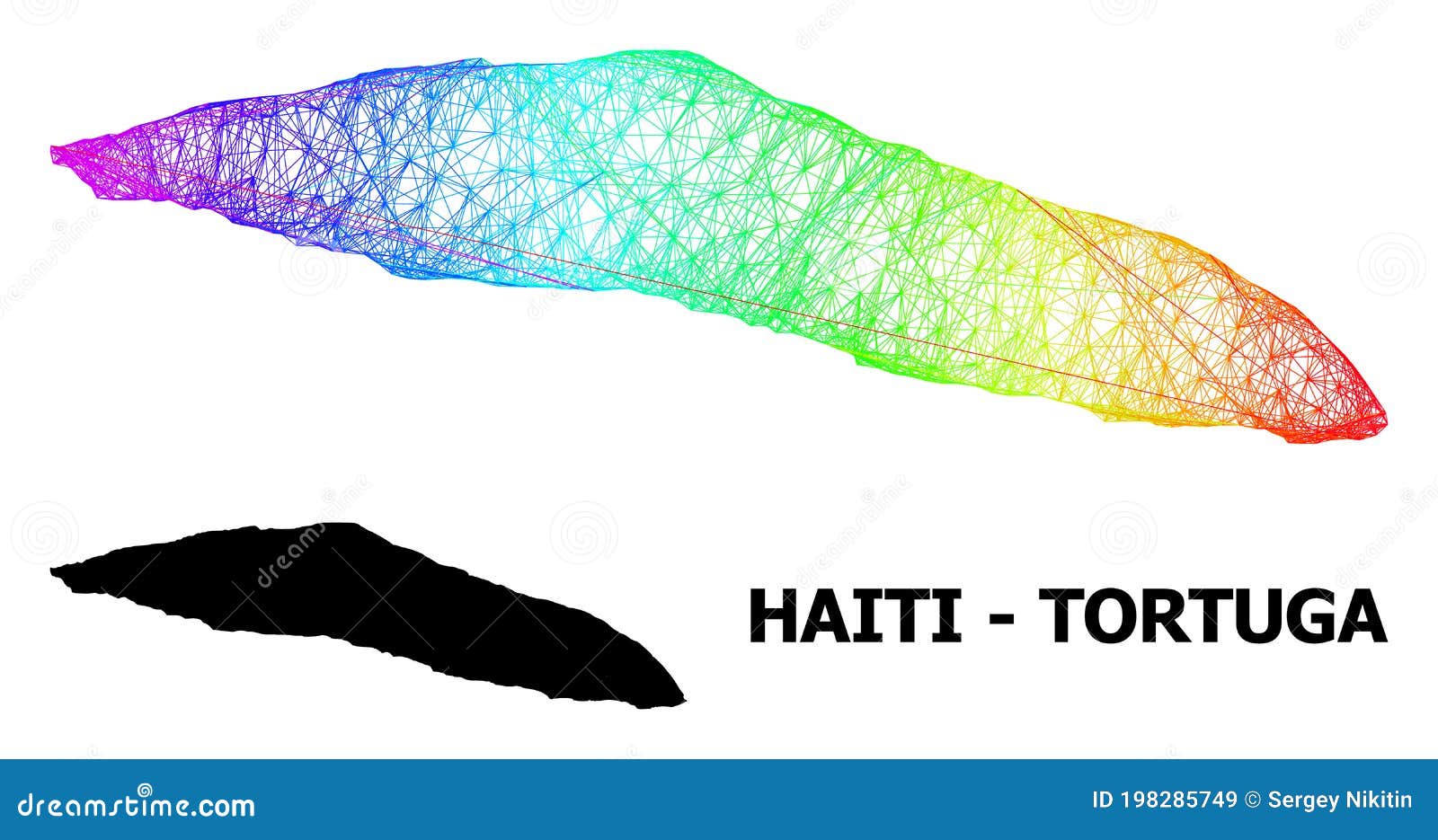 Hatched Map of Haiti Tortuga Island with Rainbow Colored Gradient Stock ...