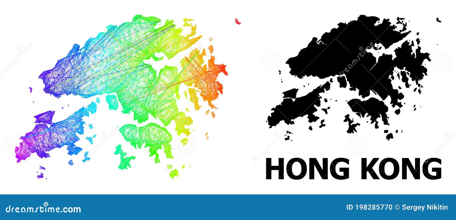 Hatched Map of Hong Kong with Rainbow Colored Gradient Stock Vector ...