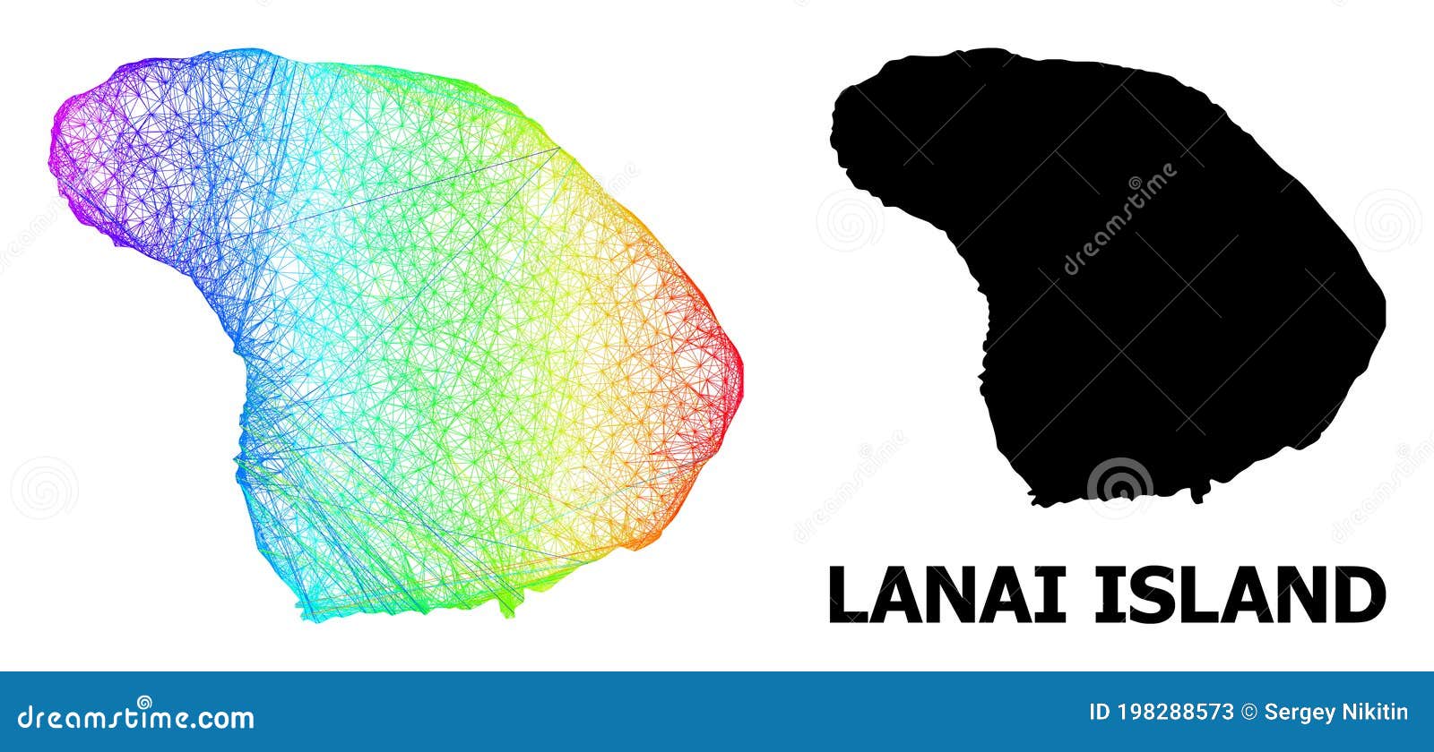Hatched Map of Lanai Island with Rainbow Colored Gradient Stock Vector ...