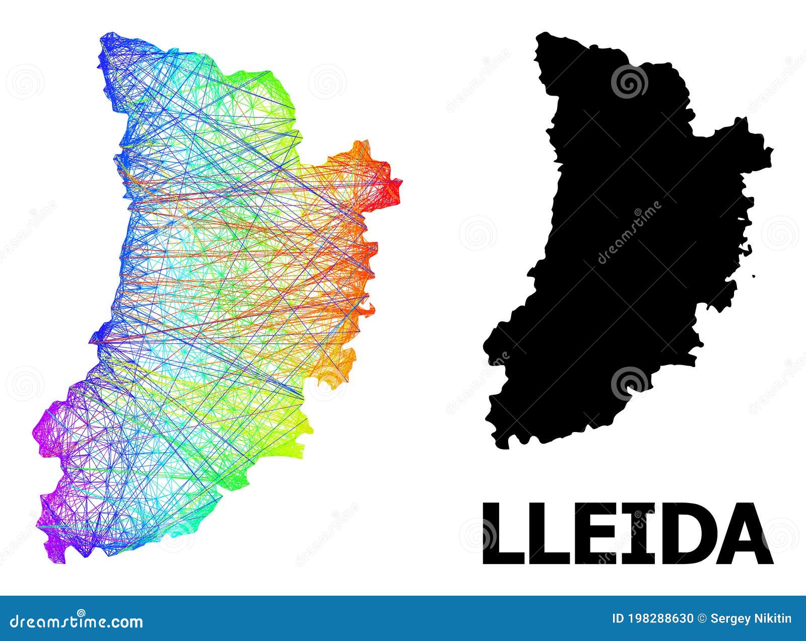 Hatched Map of Lleida Province with Spectral Gradient Stock Vector ...