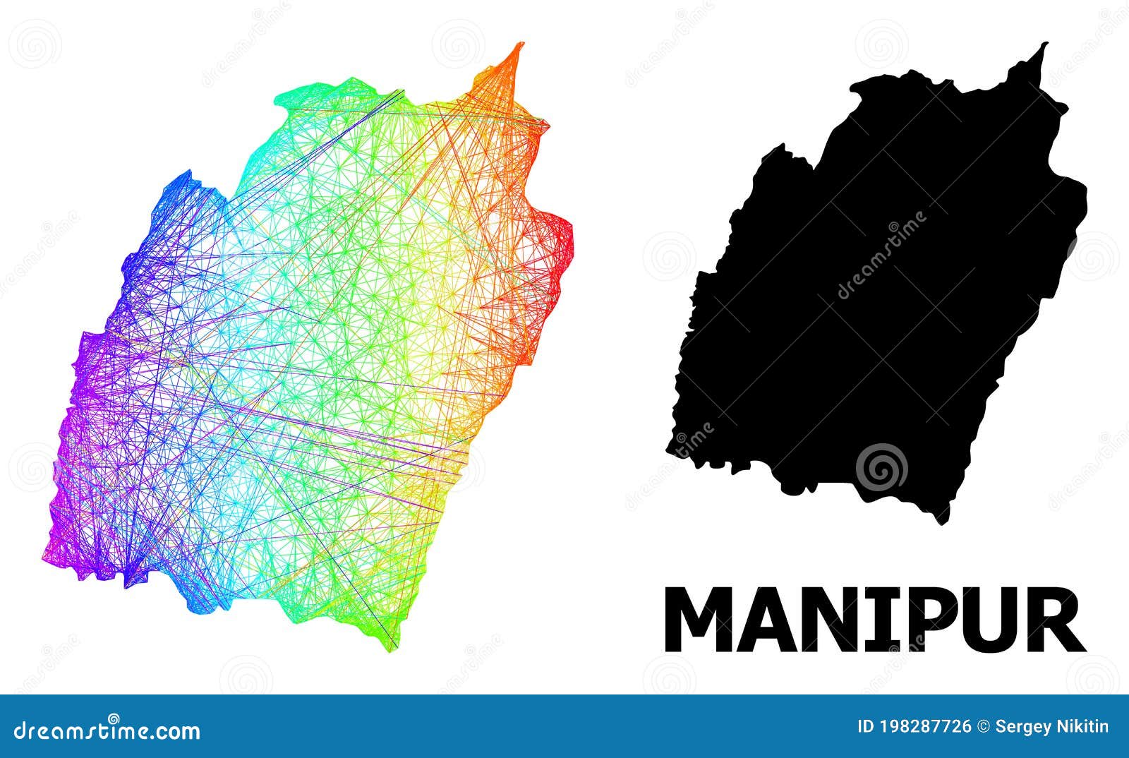 Hatched Map of Manipur State with Spectrum Gradient Stock Vector ...