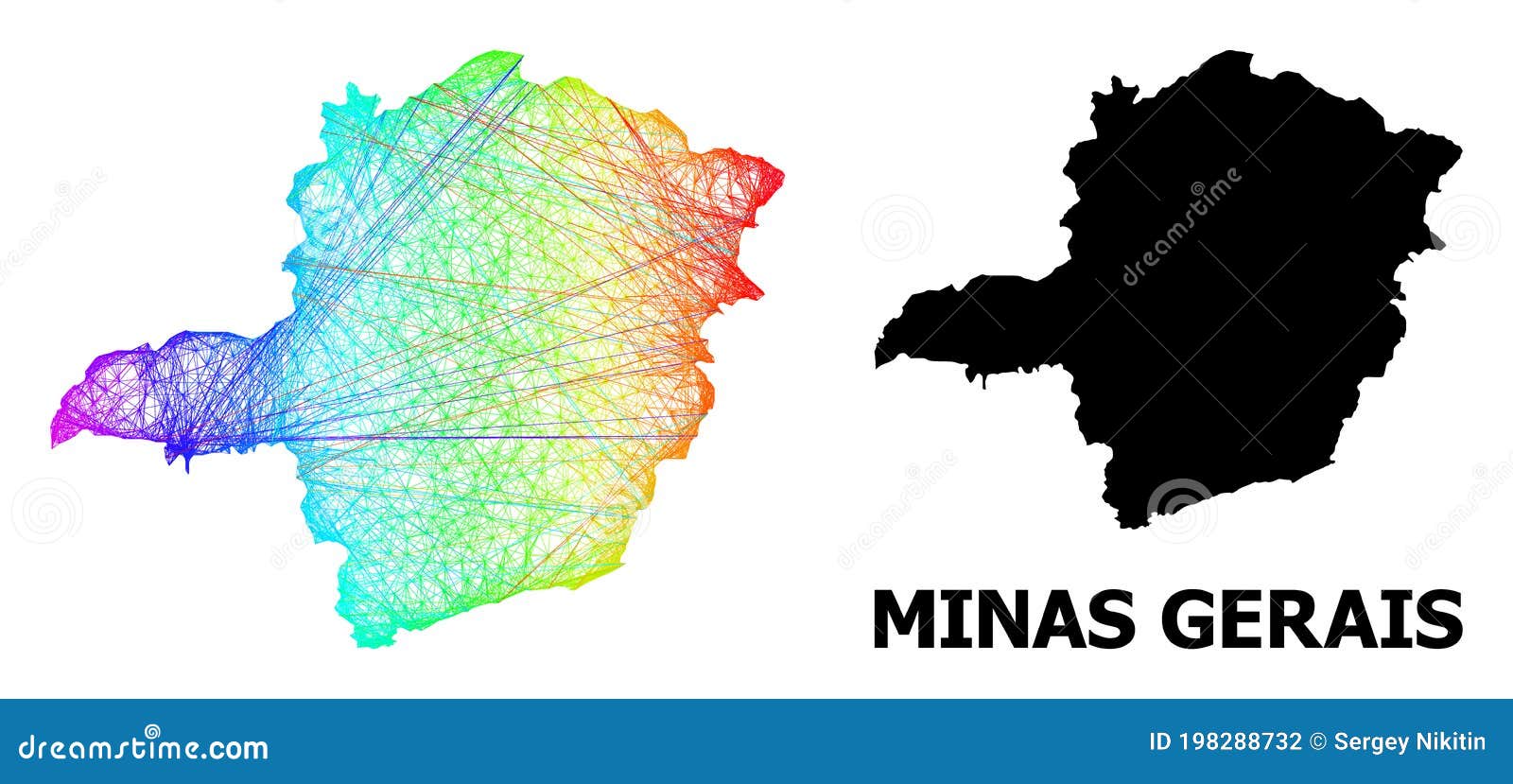 Colored Map Of Minas Gerais, State Brazil, With Borders Regions Cartoon ...