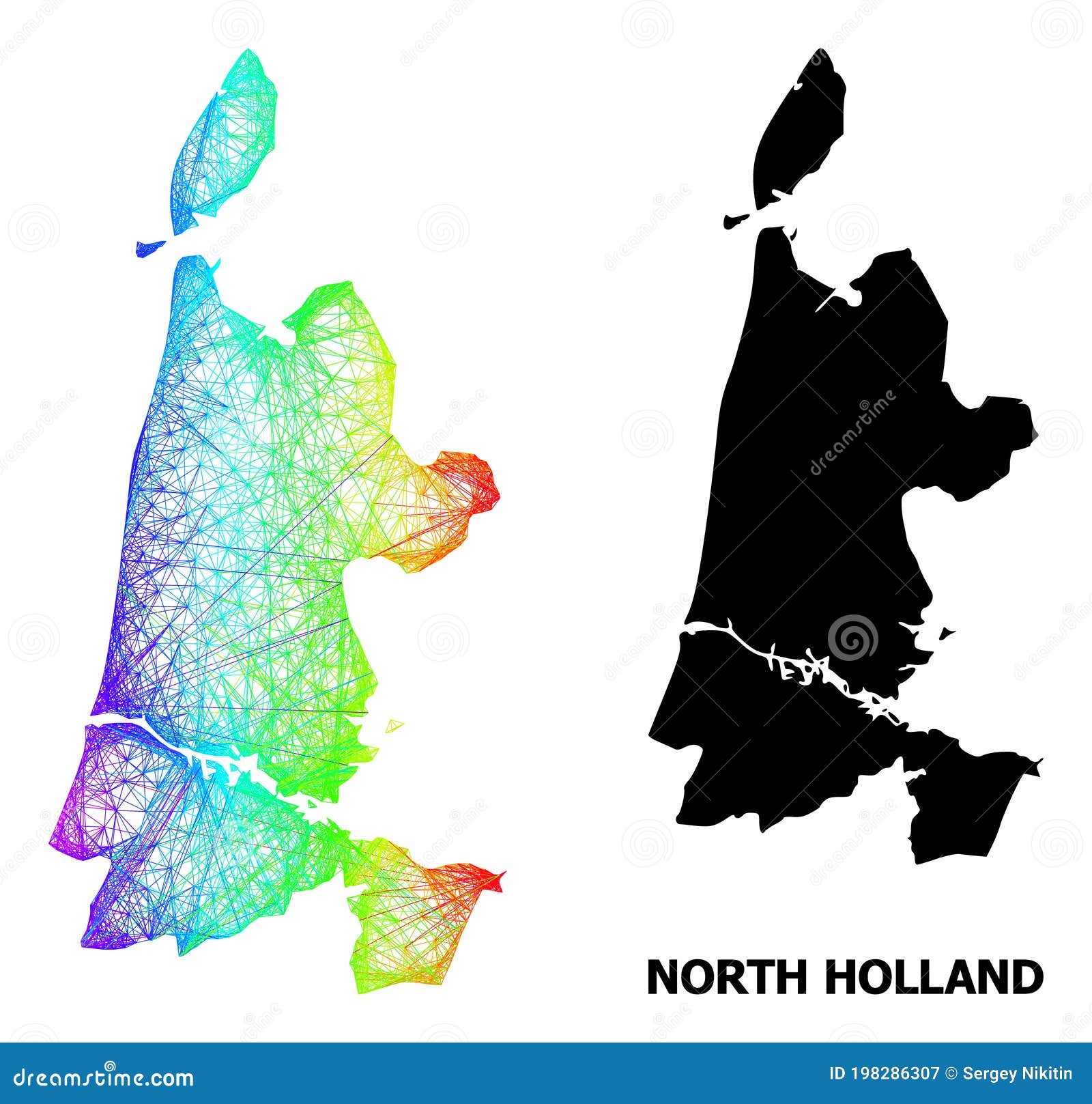 Hatched Map of North Holland with Spectral Gradient Stock Vector ...
