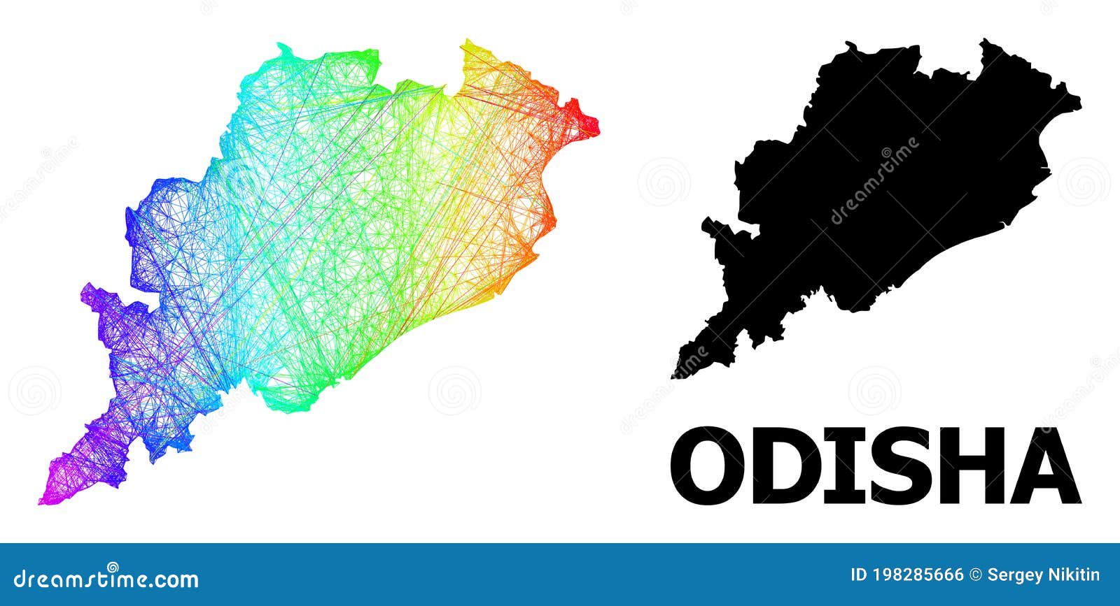 Hatched Map of Odisha State with Spectrum Gradient Stock Vector ...