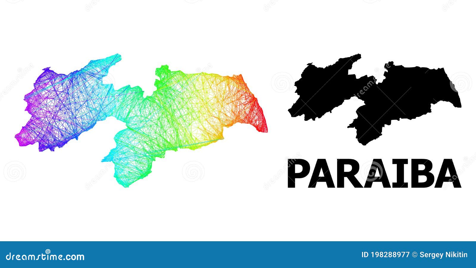 Hatched Map of Paraiba State with Rainbow Colored Gradient Stock Vector ...