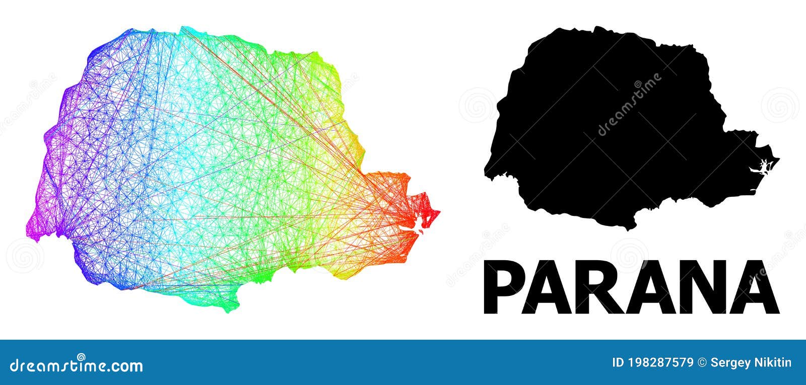 Hatched Map of Parana State with Spectrum Gradient Stock Vector ...