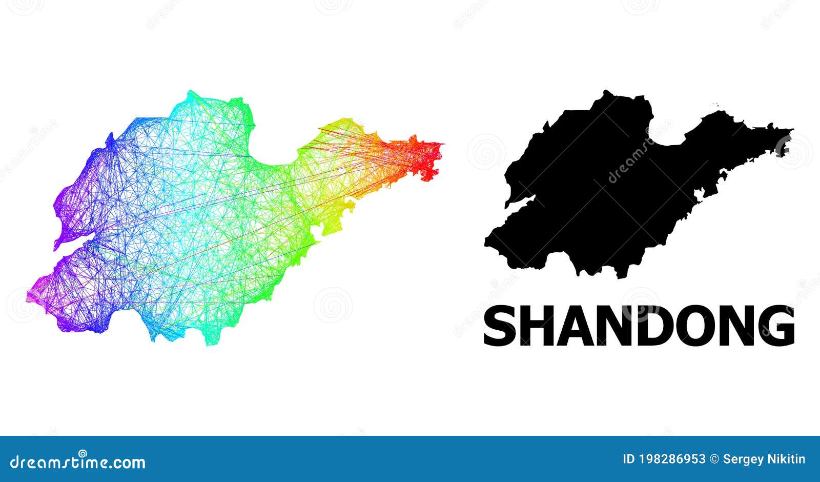Hatched Map of Shandong Province with Spectrum Gradient Stock Vector ...