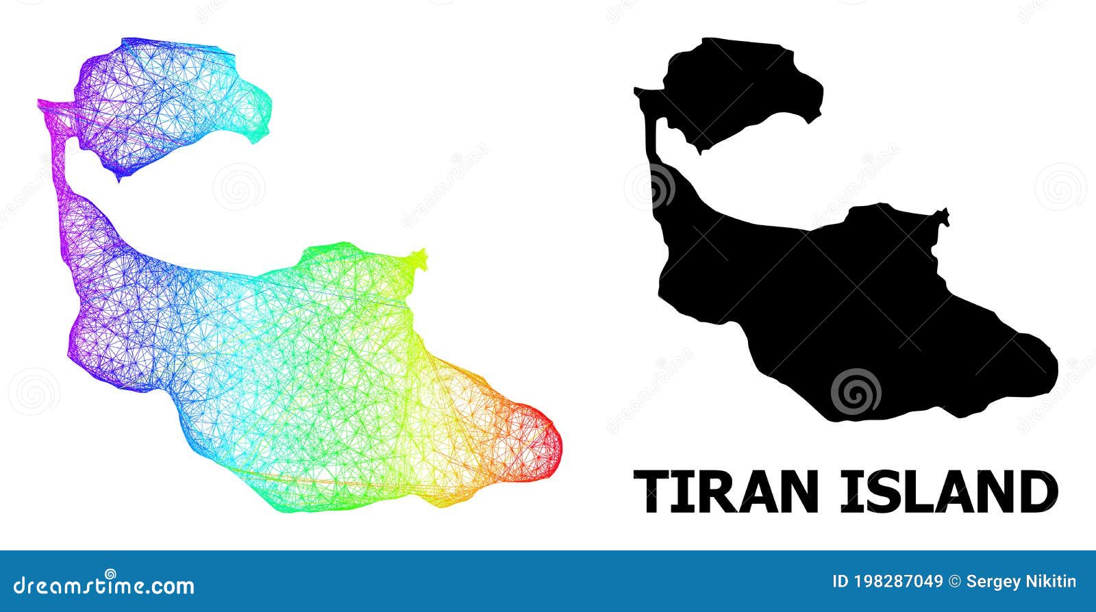 Hatched Map of Tiran Island with Rainbow Colored Gradient Stock Vector ...
