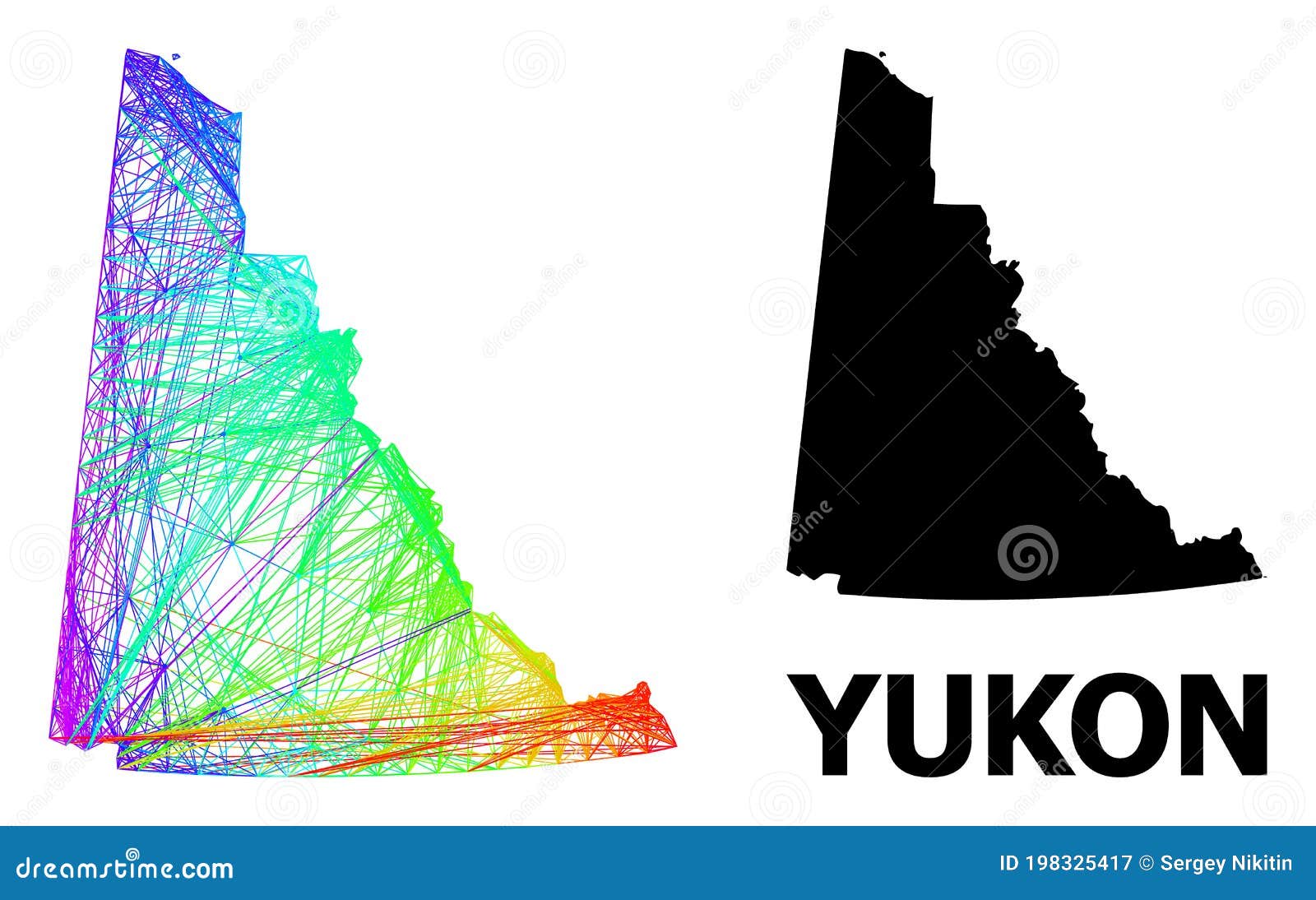 Hatched Map of Yukon Province with Spectrum Gradient Stock Vector ...