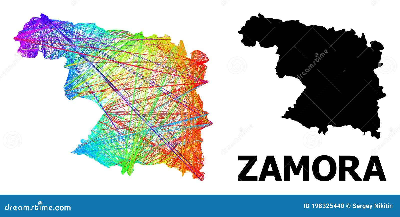 Hatched Map of Zamora Province with Spectrum Gradient Stock Vector ...