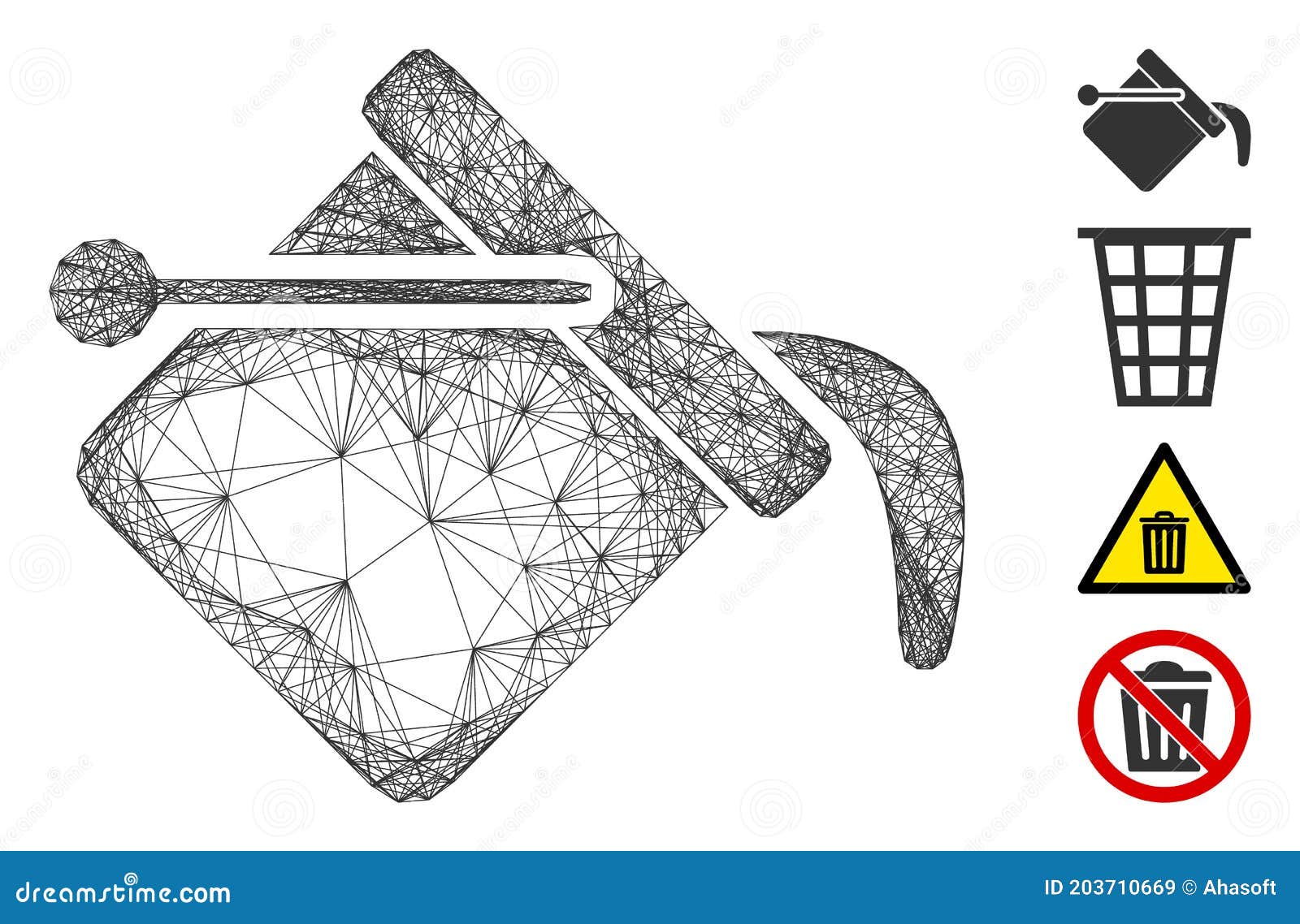 Hatched Paint Bucket Vector Mesh Stock Illustration - Illustration of ...