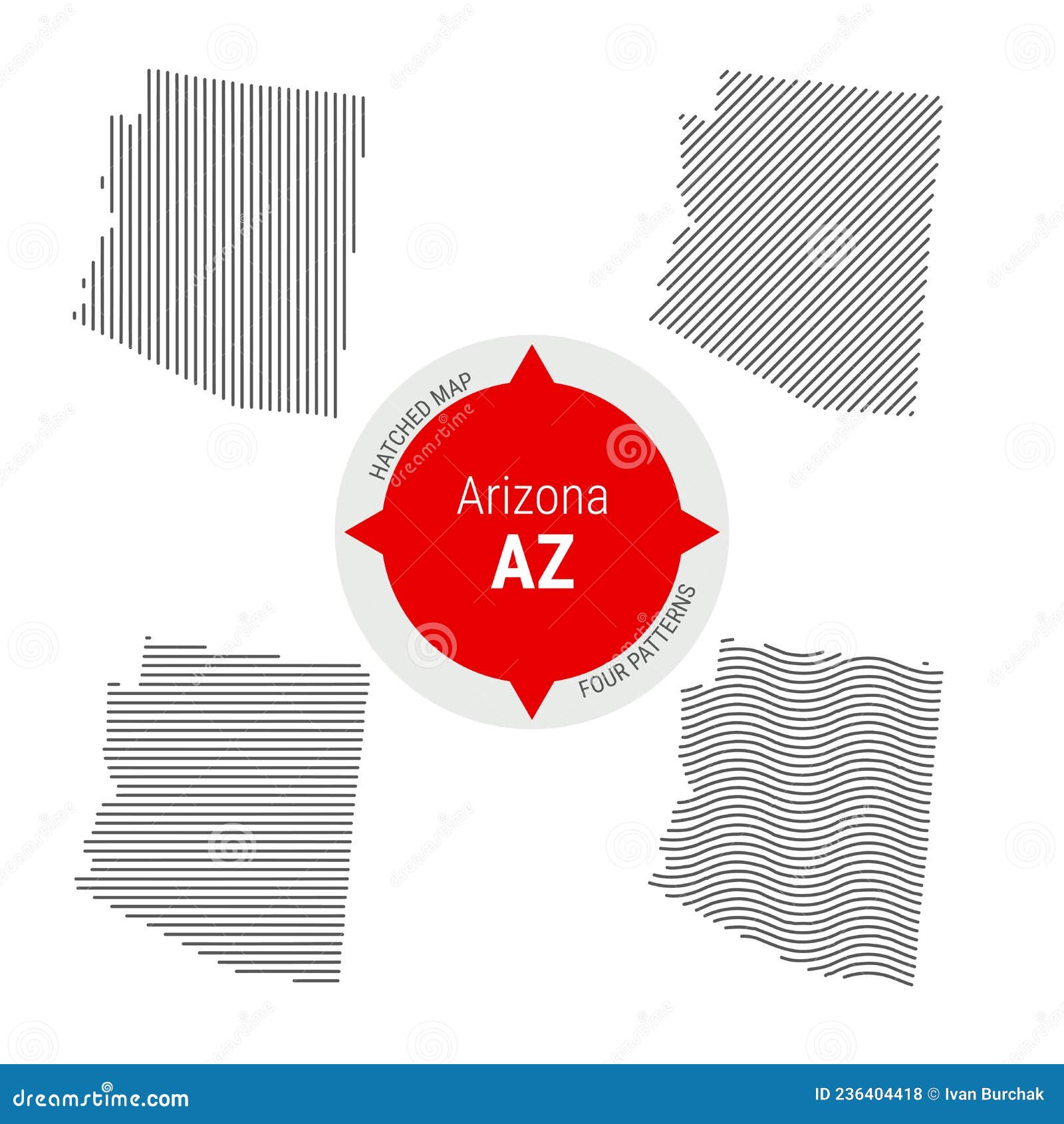 Hatched Pattern Vector Map of Arizona. Stylized Simple Silhouette of ...
