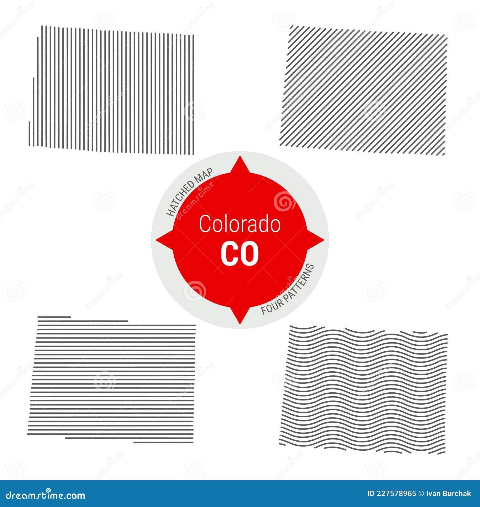 Hatched Pattern Vector Map of Colorado. Stylized Simple Silhouette of ...