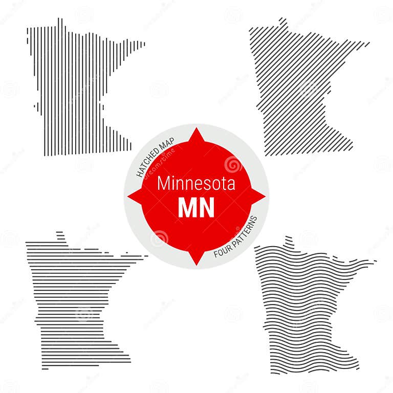 Hatched Pattern Vector Map of Minnesota. Stylized Simple Silhouette of ...