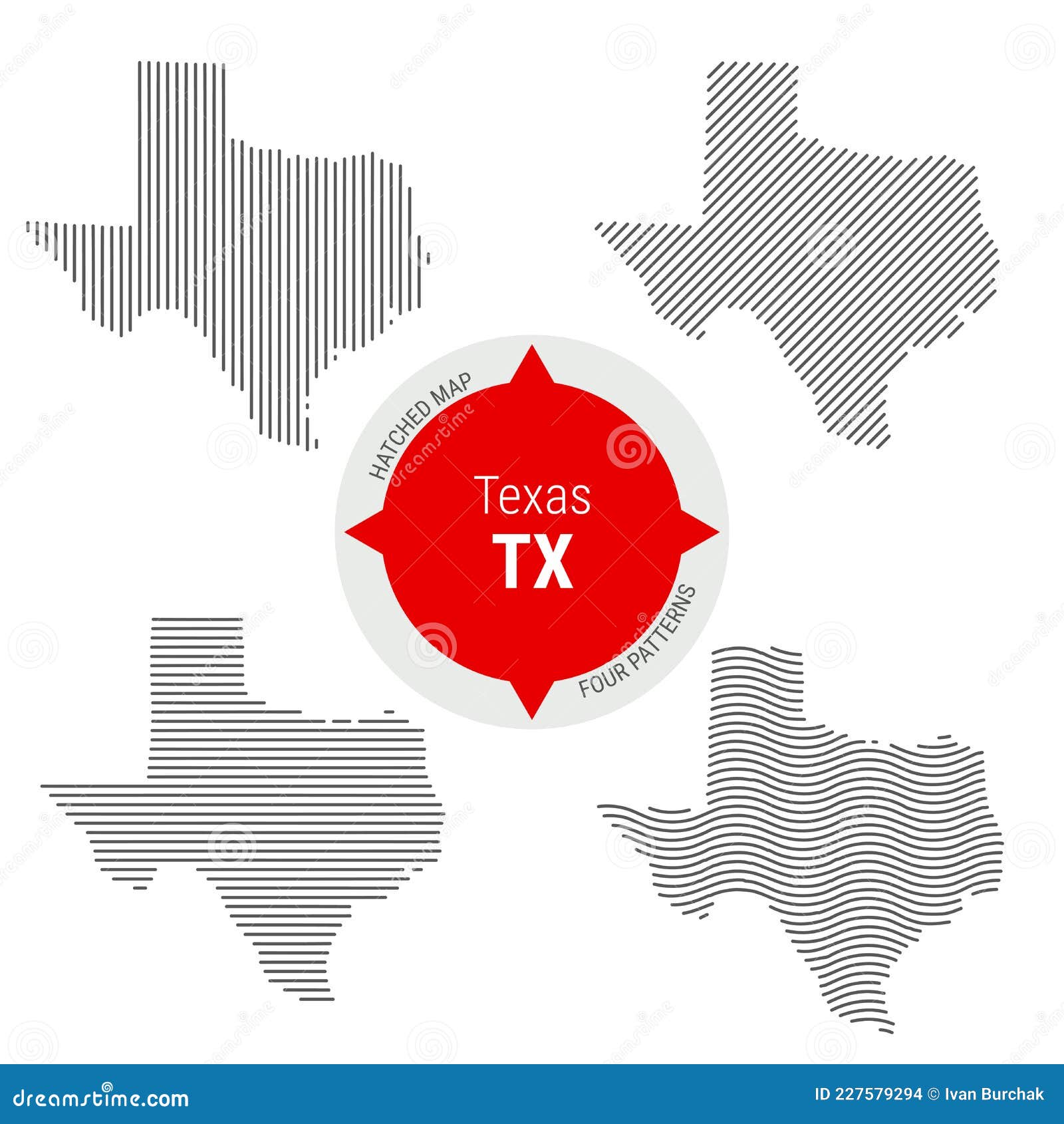 Hatched Pattern Vector Map of Texas. Stylized Simple Silhouette of ...