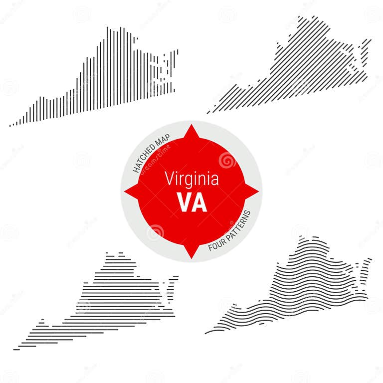 Hatched Pattern Vector Map of Virginia. Stylized Simple Silhouette of ...