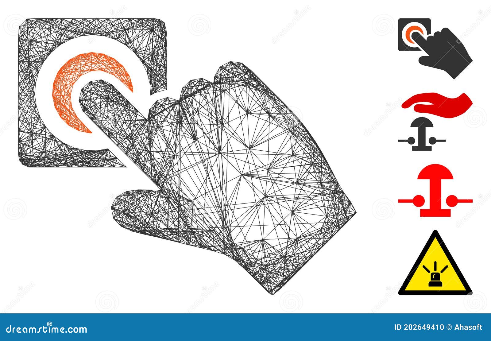 Hatched Push Alarm Button Vector Mesh Stock Vector - Illustration of ...