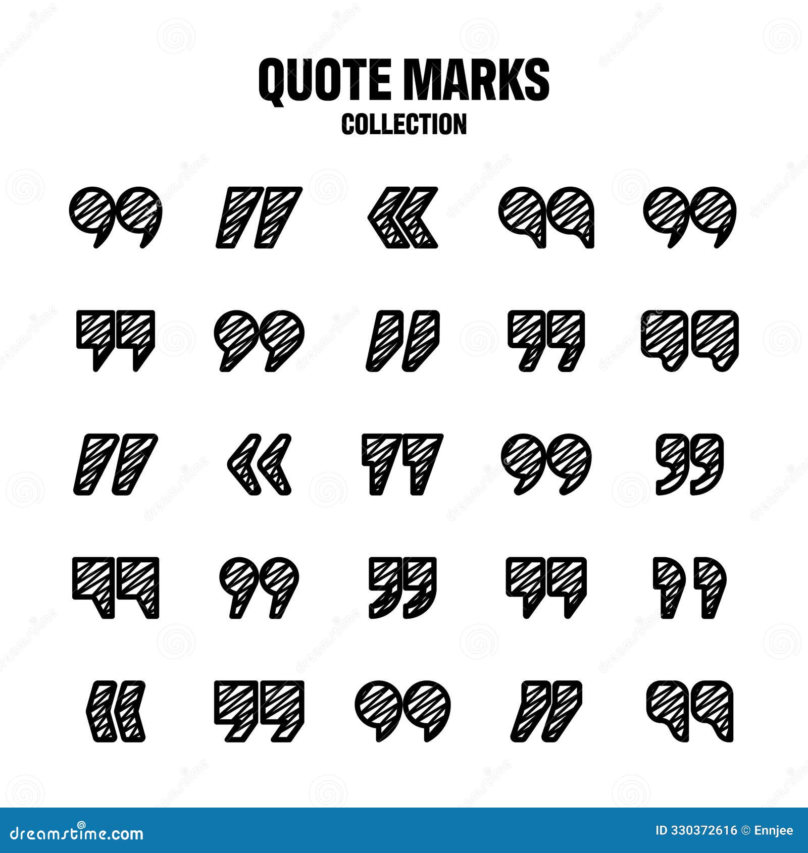Hatched Text Quotation Marks. Hand Drawn Quotes Icon. Typographic ...