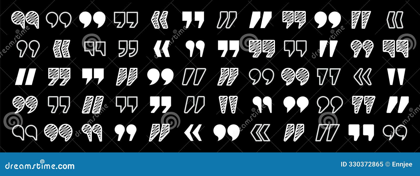 Hatched Text Quotation Marks. Hand Drawn Quotes Icon. Typographic ...