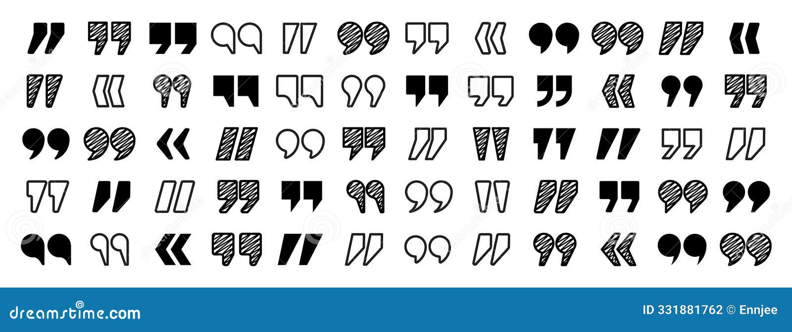 Hatched Text Quotation Marks. Hand Drawn Quotes Icon. Typographic ...