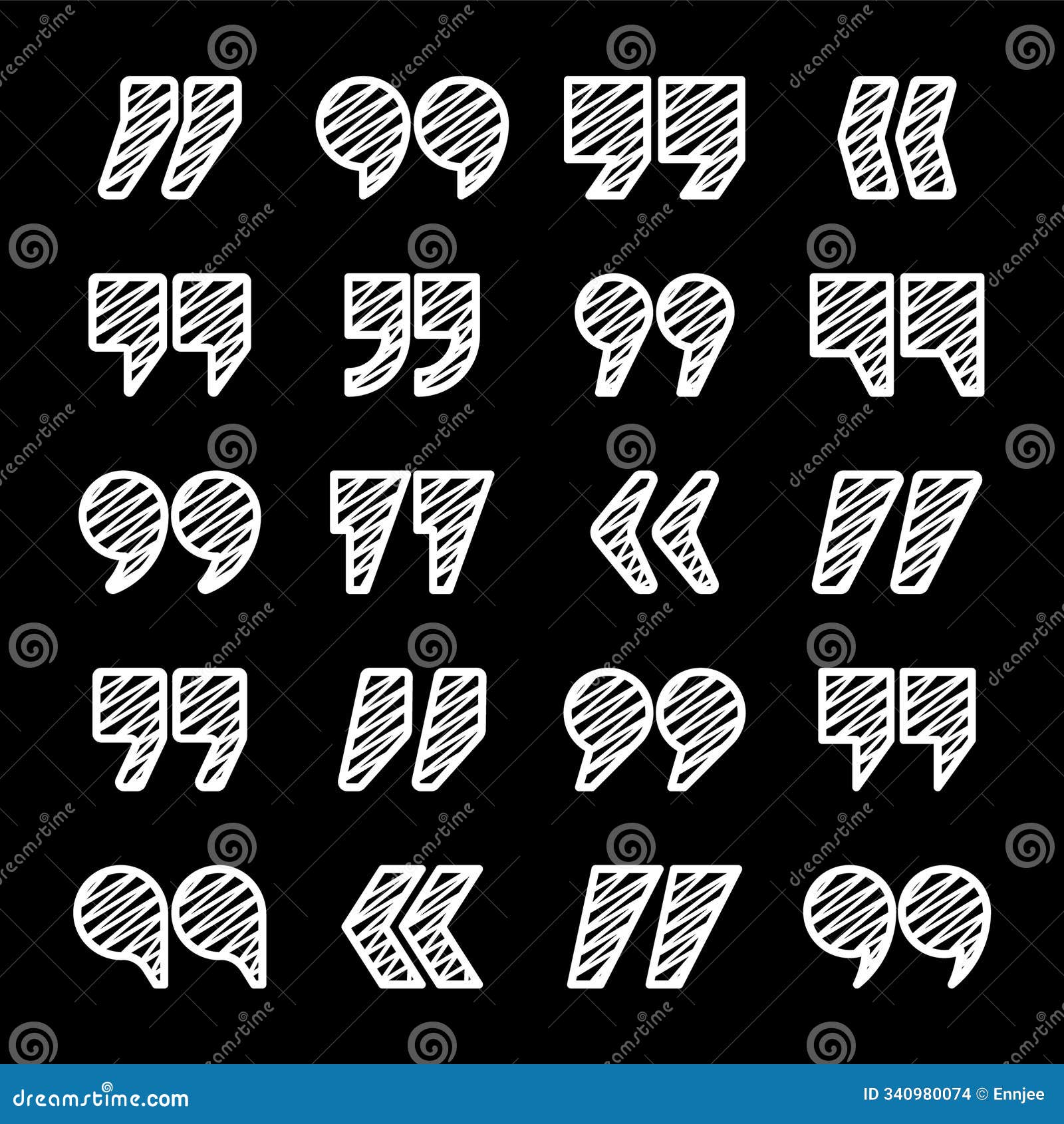 Hatched Text Quotation Marks. Hand Drawn Quotes Icon. Typographic ...