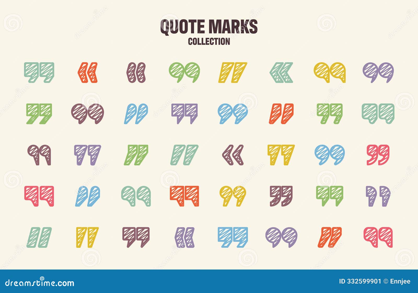 Hatched Text Quotation Marks. Hand Drawn Quotes Icon. Typographic ...