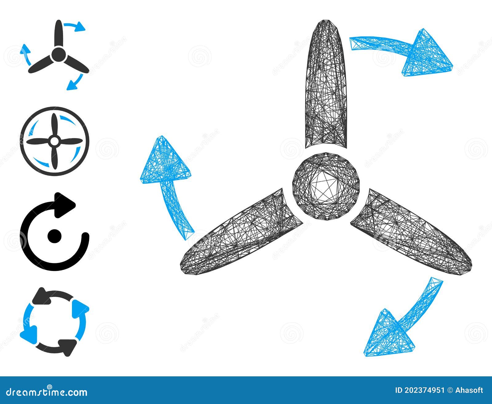 Hatched Three Bladed Rotation Vector Mesh Stock Illustration ... Hatched Three Bladed Rotation Vector Mesh Stock Illustration ...