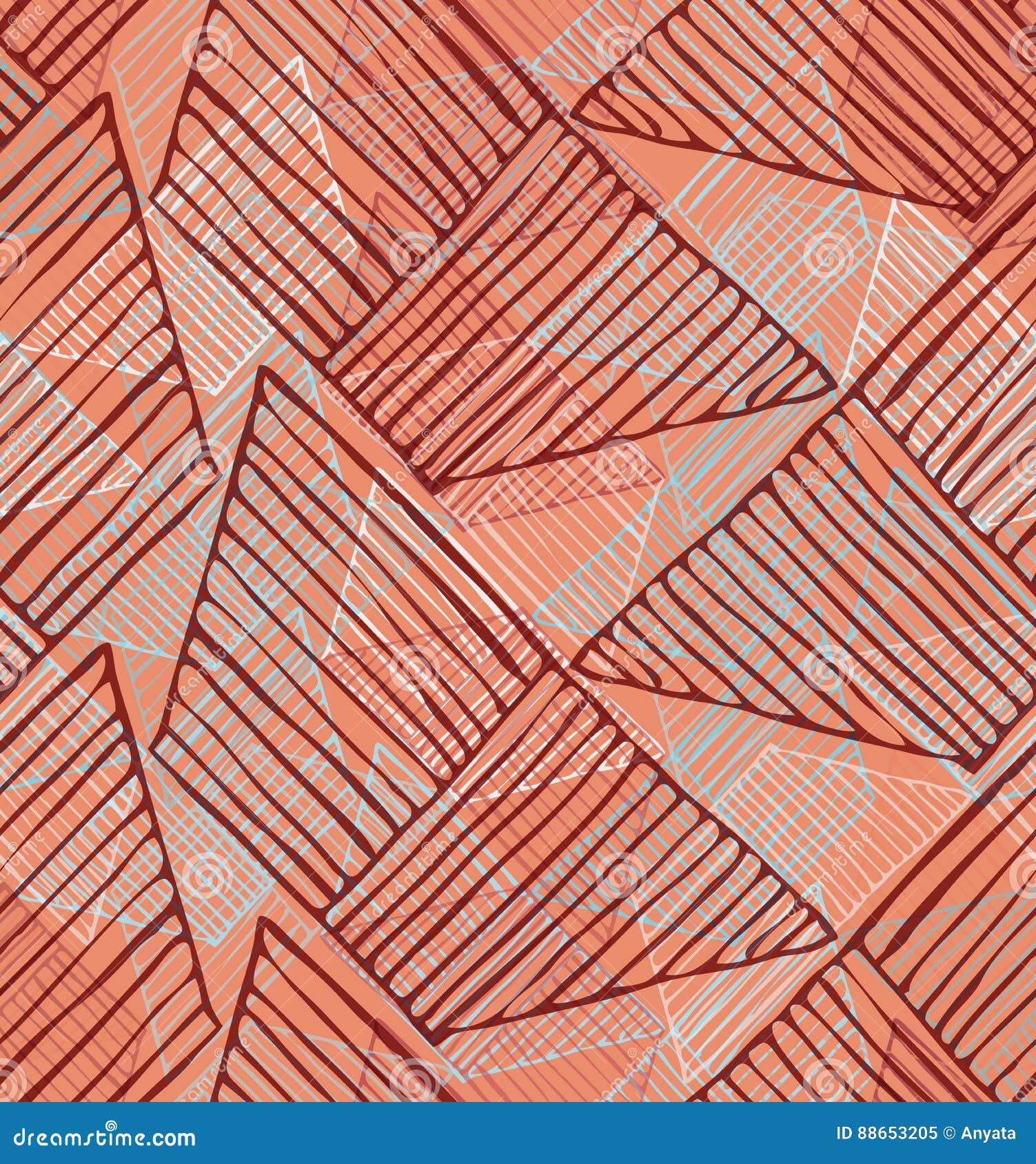 Hatched Trapezoids on Orange Stock Vector - Illustration of hand, retro ...