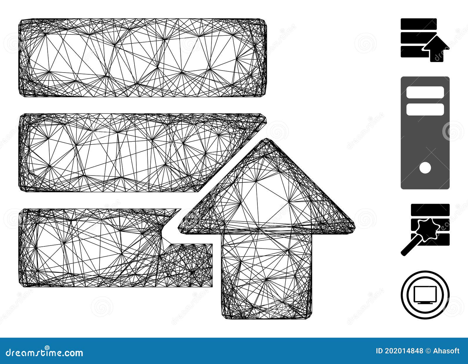 Hatched Upload Database Vector Mesh Stock Illustration - Illustration ...