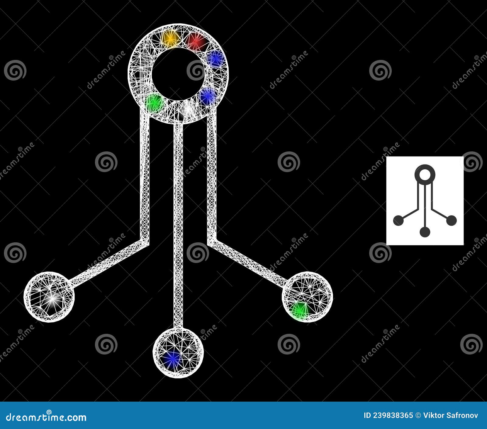 Hatched Web Mesh Electronic Sensor Icon with Colorful Light Spots Stock ...