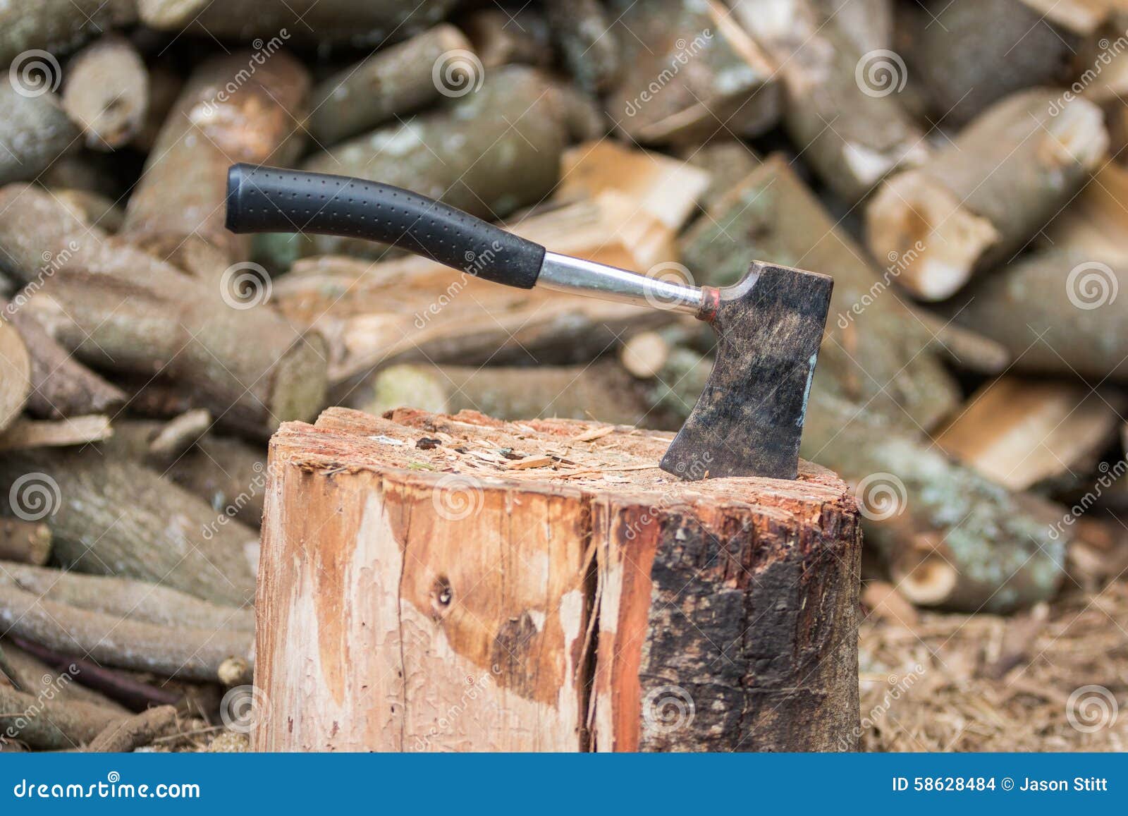 Hatchet in Stump stock photo. Image of heap, pile, chop - 58628484
