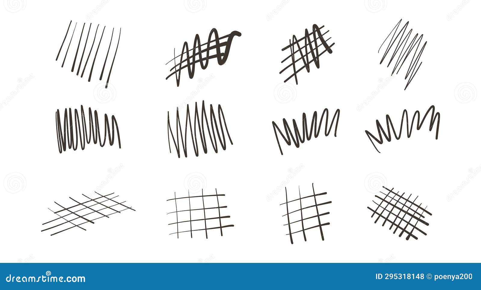 Hatching and Crosshatch Lines Doodle Hand Draw Set. Vertical, Diagonal ...