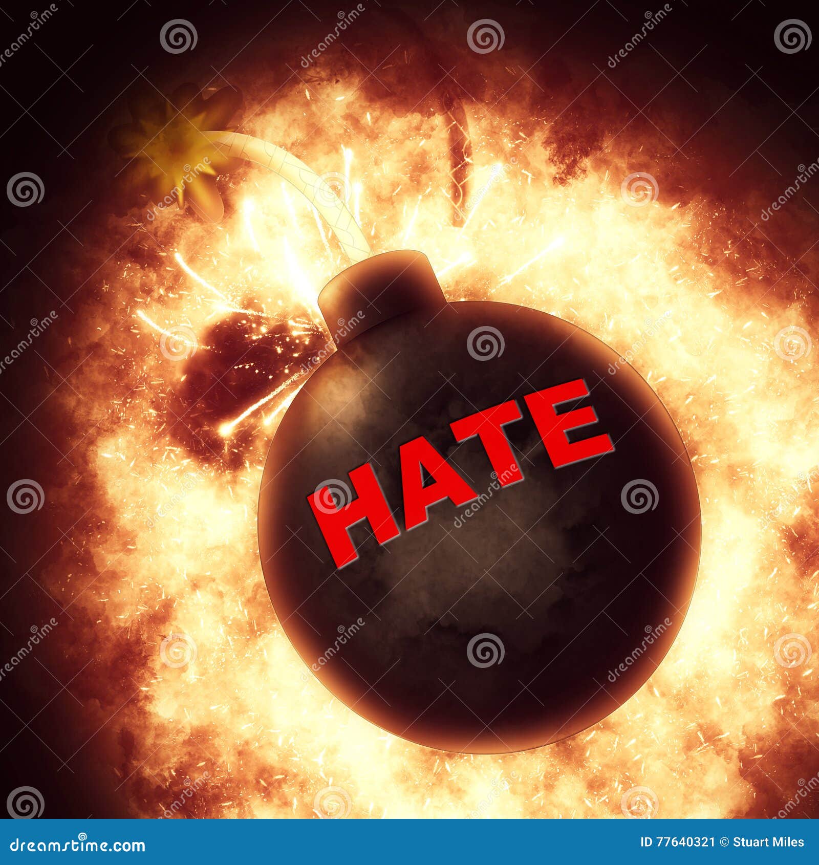 Hate Bomb Means Bad Feeling and Anger Stock Illustration - Illustration ...