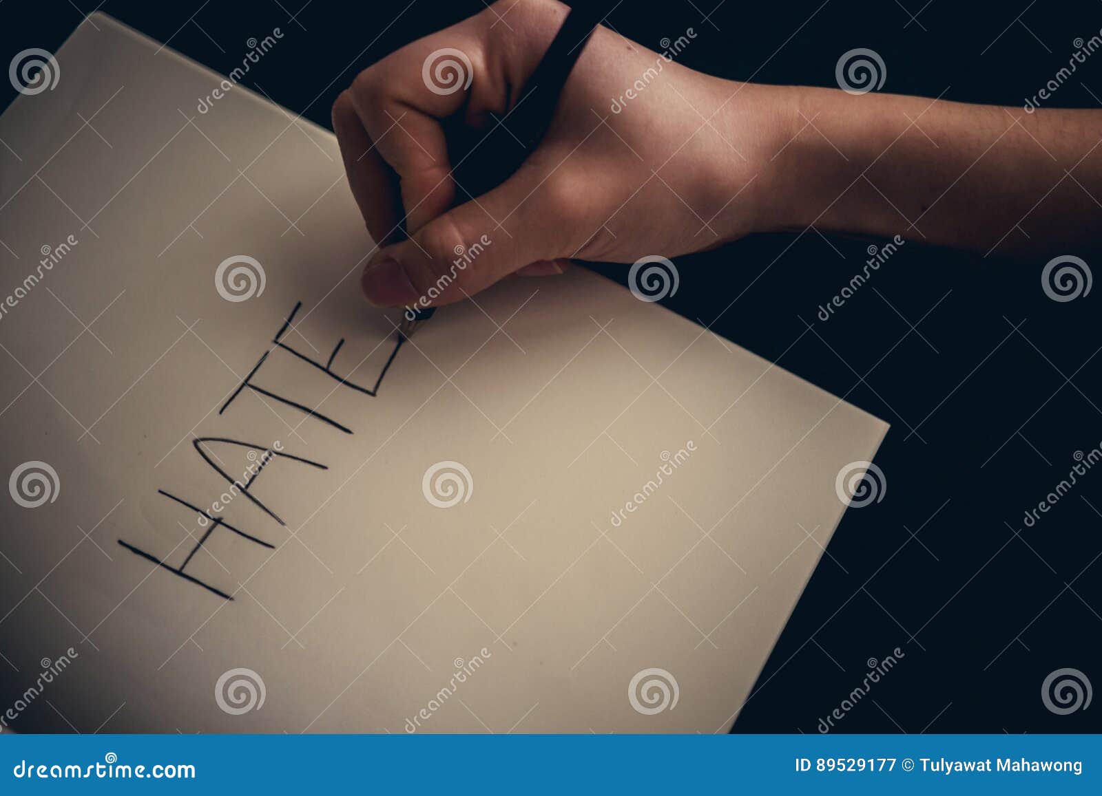 Hate Concept - Hand Writing Hate on Book Stock Image - Image of emotion ...
