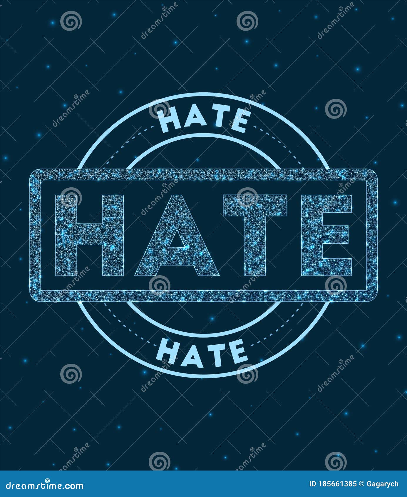 Hate. Glowing round badge stock vector. Illustration of grunge - 185661385