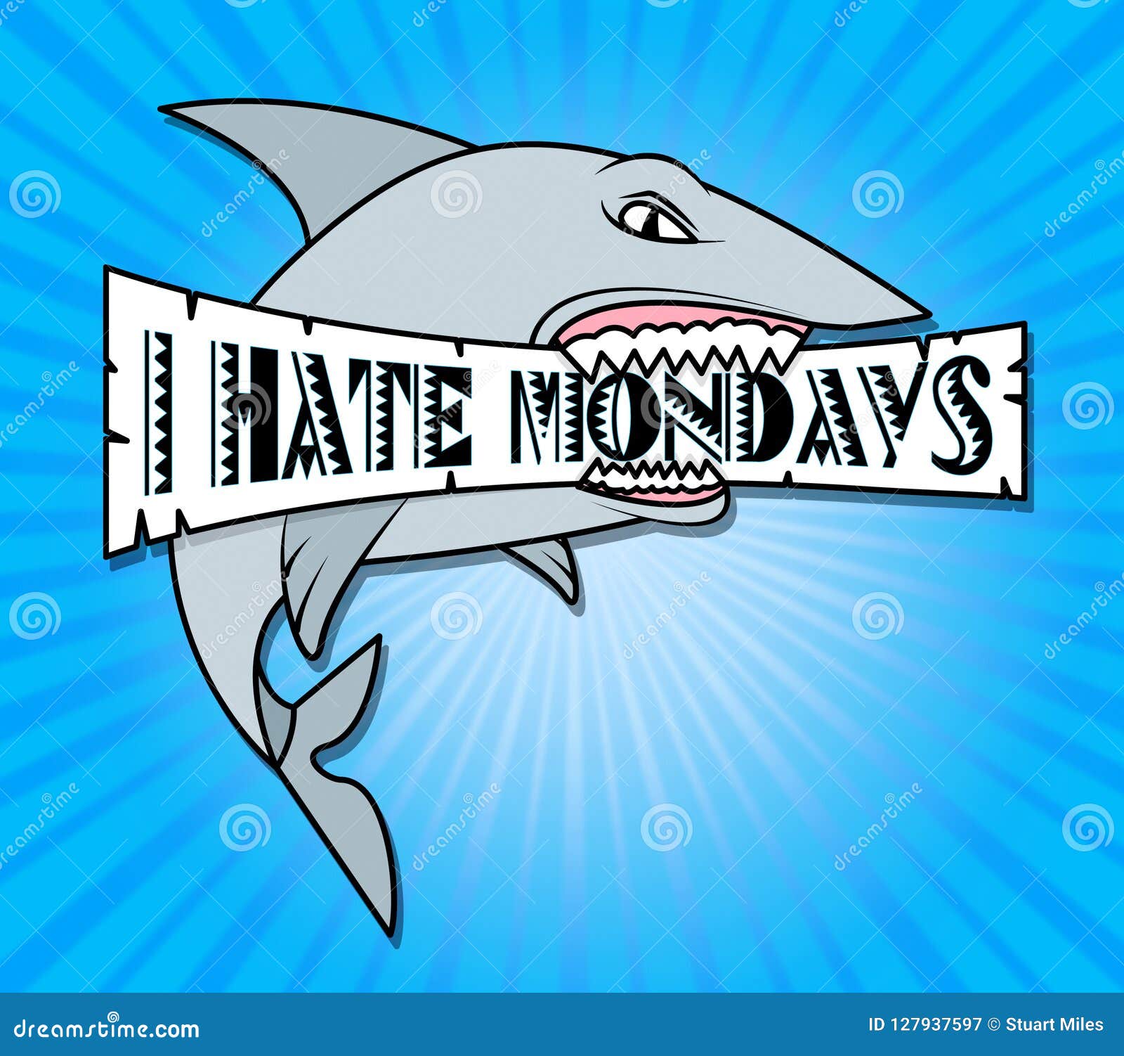 Hate Monday Quotes - Shark Sign - 3d Illustration Stock Illustration ...