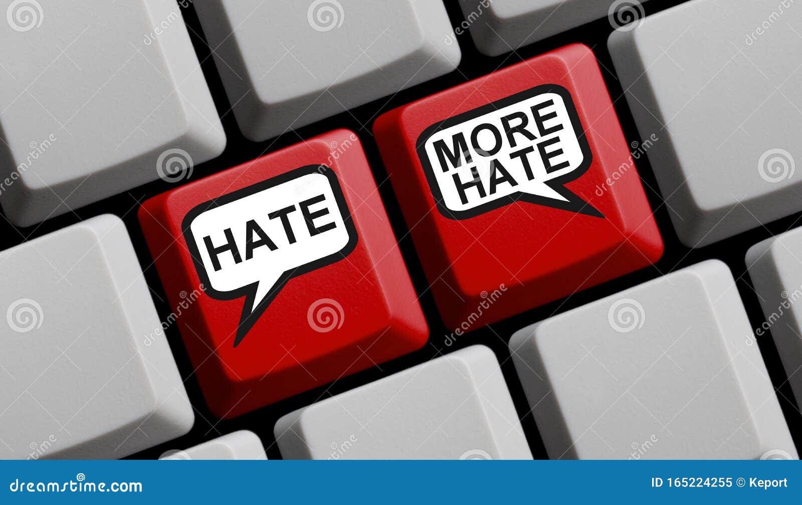 Hate and More Hate - Hate Concept on Red Computer Keyboard Stock ...